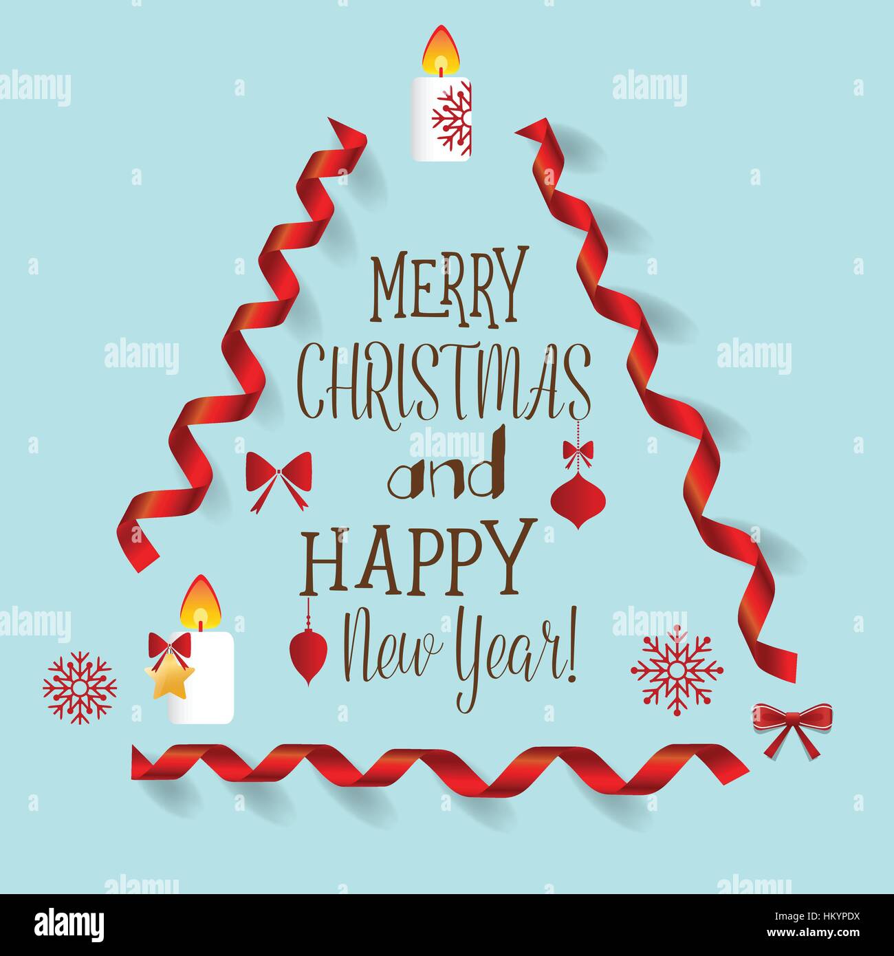 Christmas Greeting Card with Merry Christmas lettering, vector ...