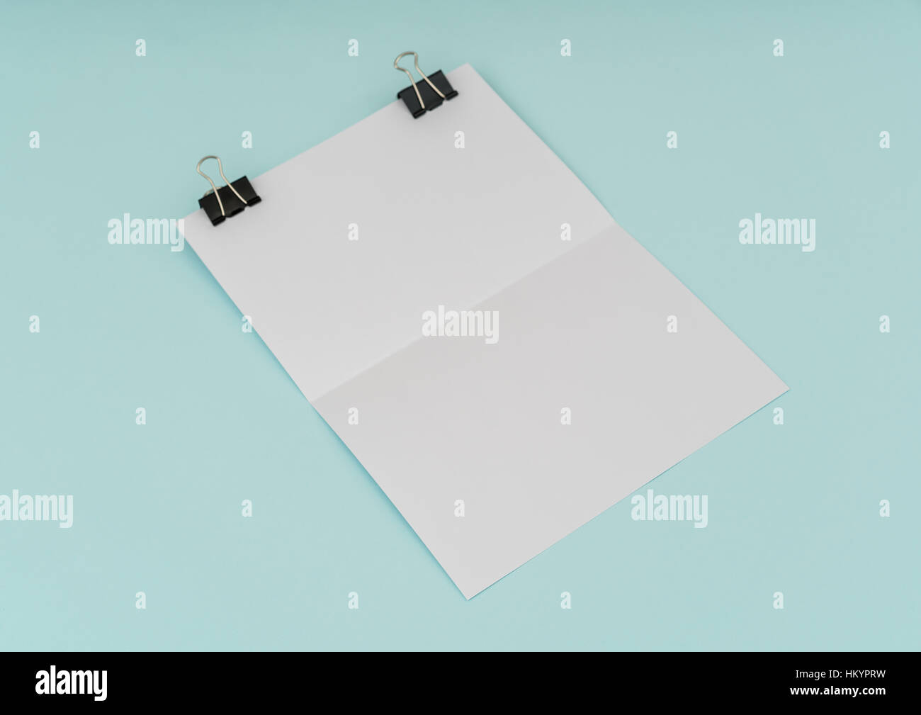 Blank flyer poster, brochure mockup,A4, US-Letter, on blue background ...
