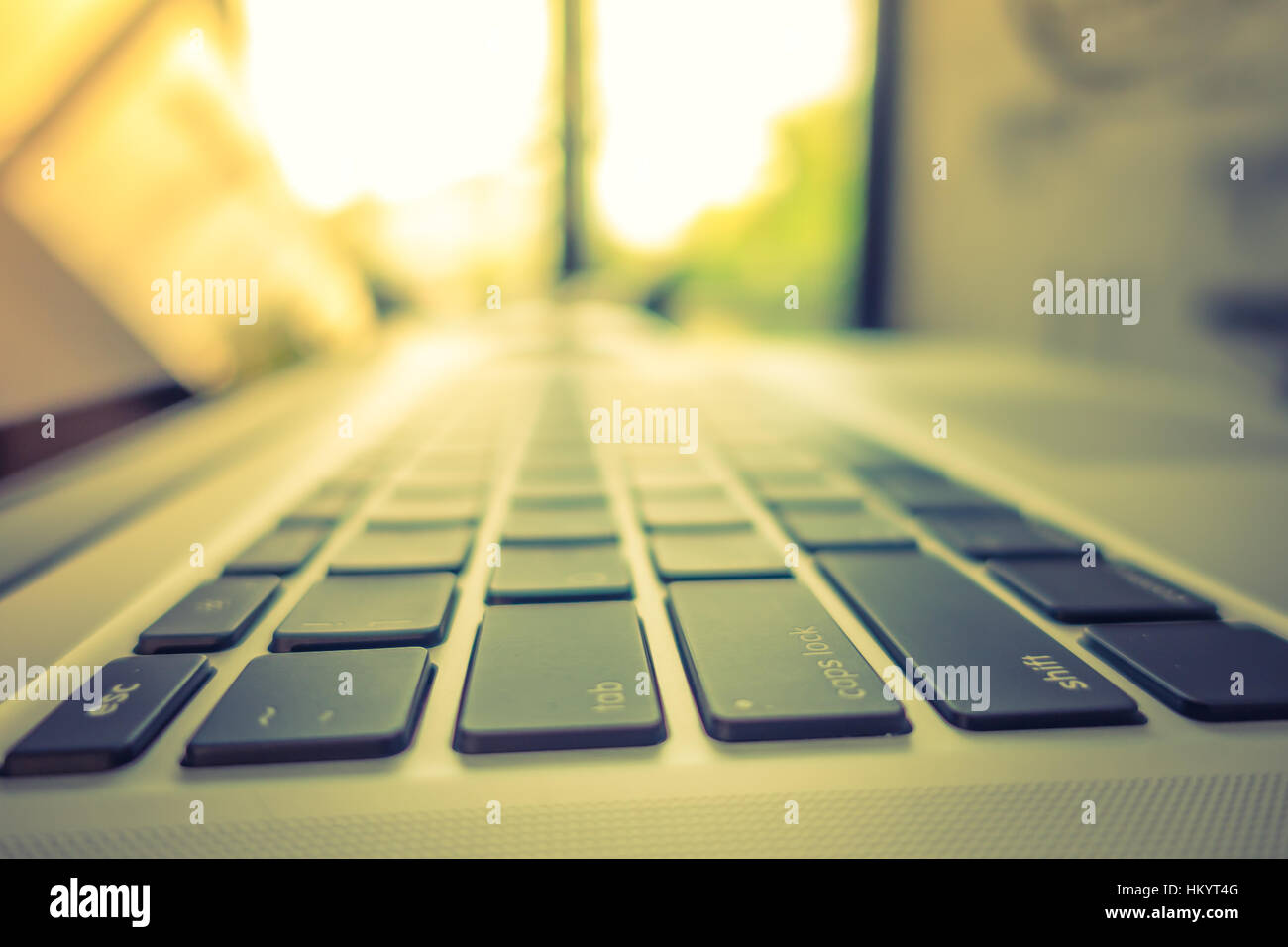 Close up of Computer laptop ( Filtered image processed vintage effect ...