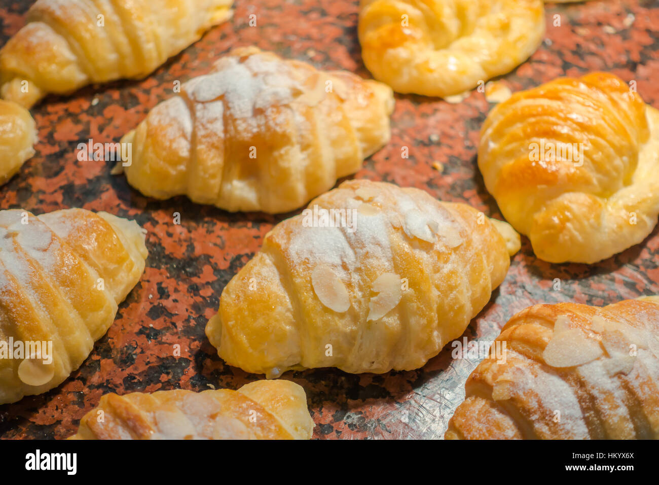 Croissant bread on table in buffet Stock Photo - Alamy
