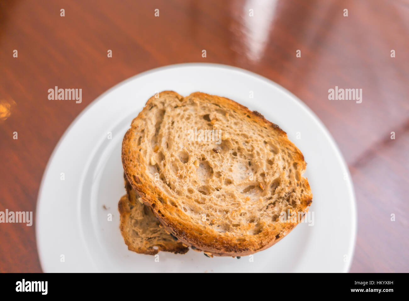 Toast bread in a white plate Stock Photo - Alamy