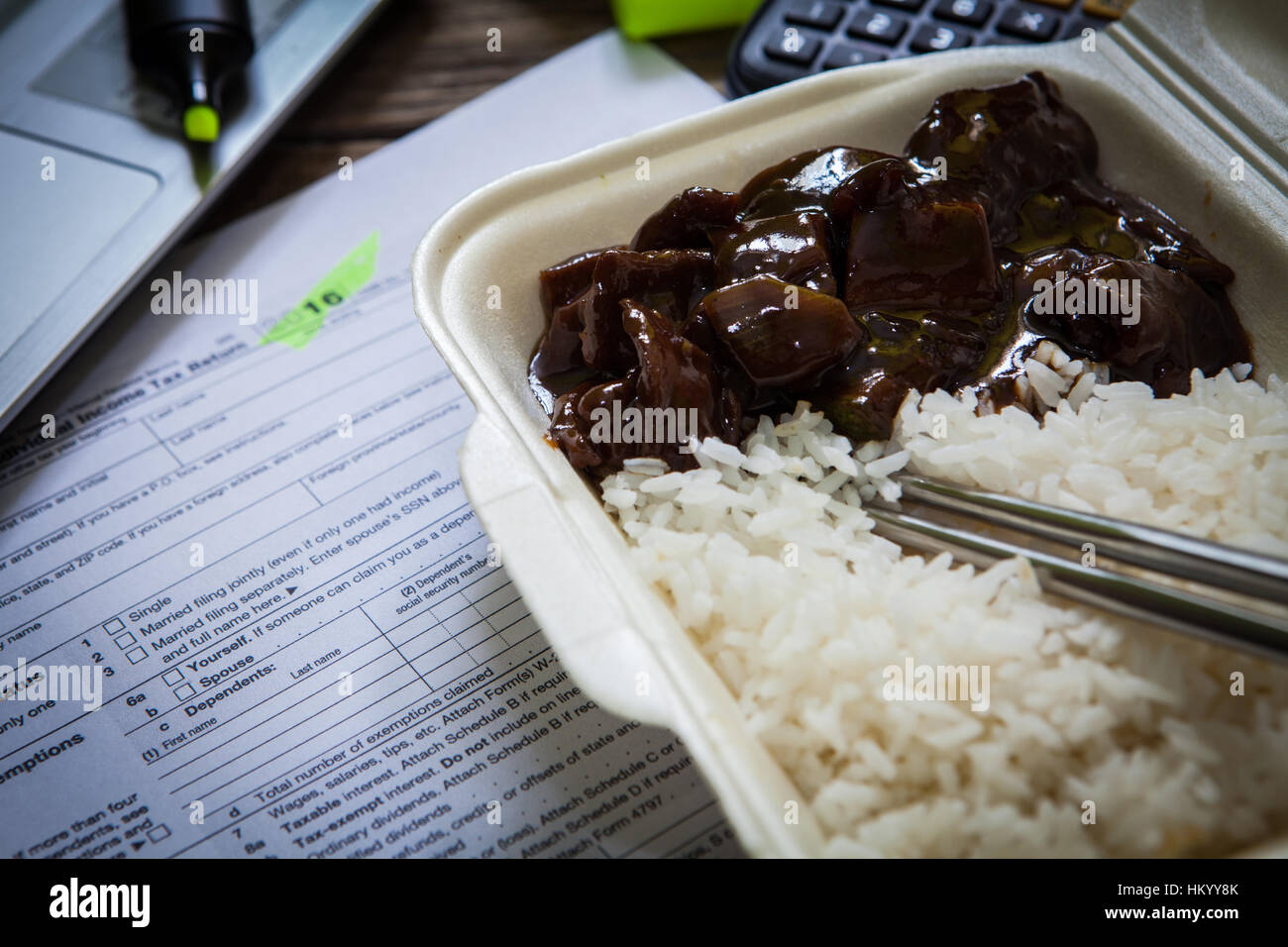 chinese lunch to eat at work with chopstick Stock Photo - Alamy
