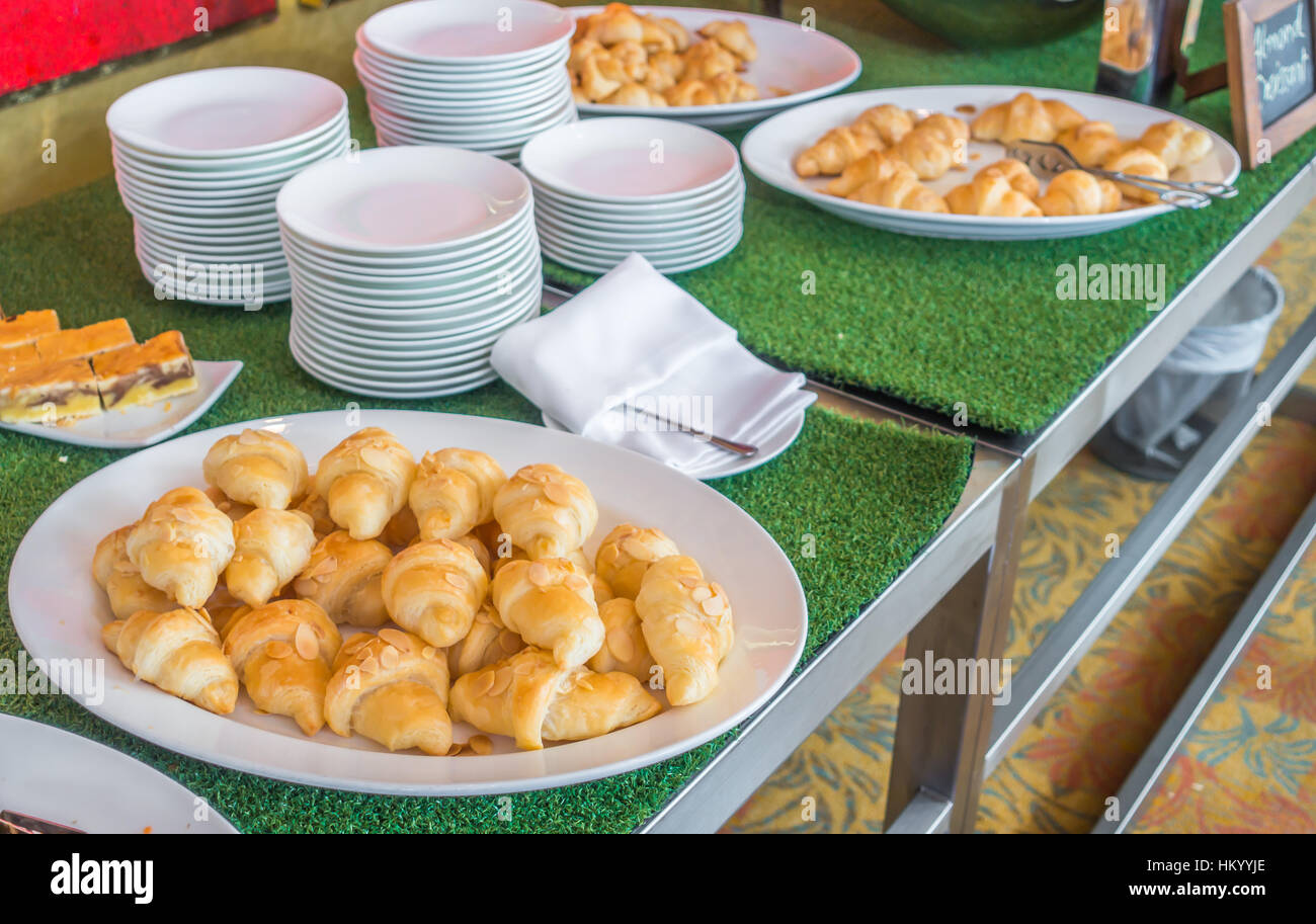 Croissant bread on table in buffet Stock Photo - Alamy