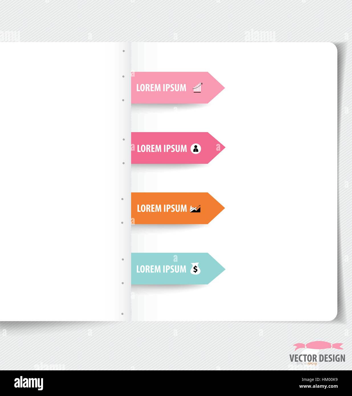 Modern Design template. Notebook with ribbons, infographics background ...