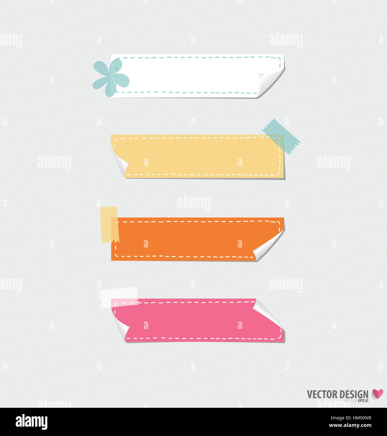 Cute note papers, ready for your message. Vector illustration Stock ...