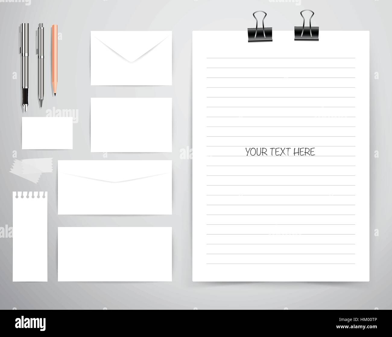 Note book, note papers and pen, Business working elements for web ...