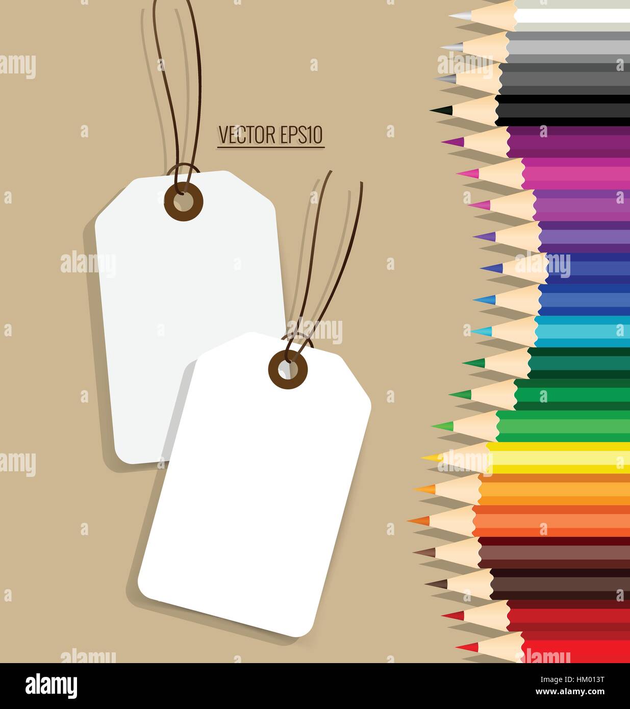 Paper note with color pencils background, vector illustration Stock ...