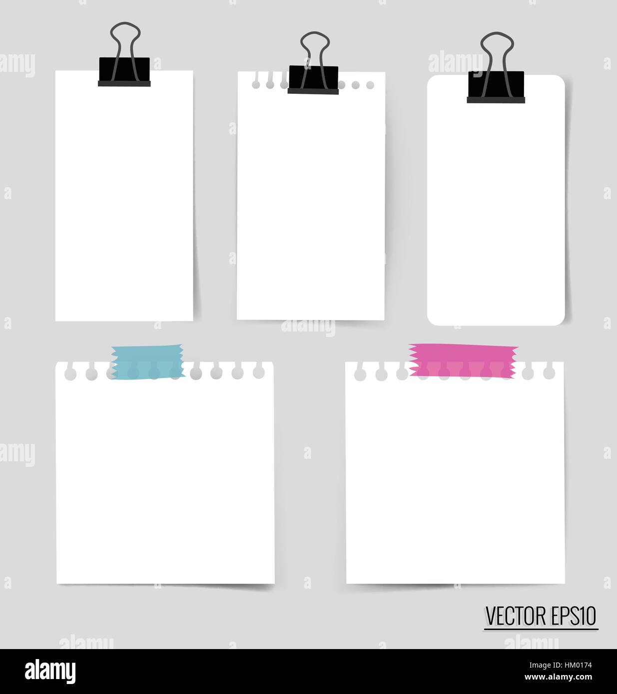 Collection of various white note papers, ready for your message. Vector ...