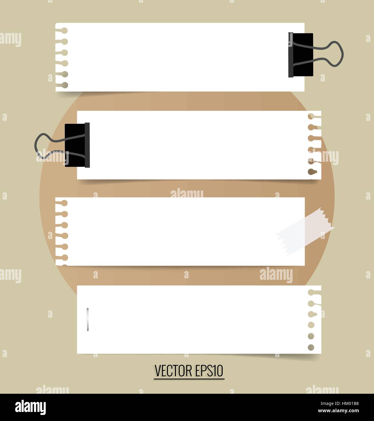 Collection of various white note papers, ready for your message. Vector ...