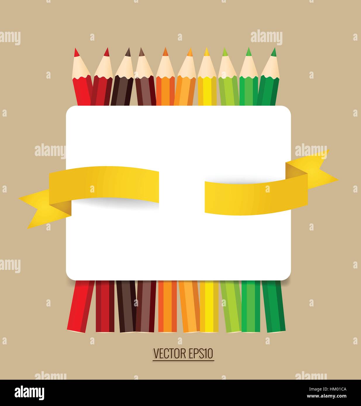 Paper note with color pencils background, vector illustration Stock ...