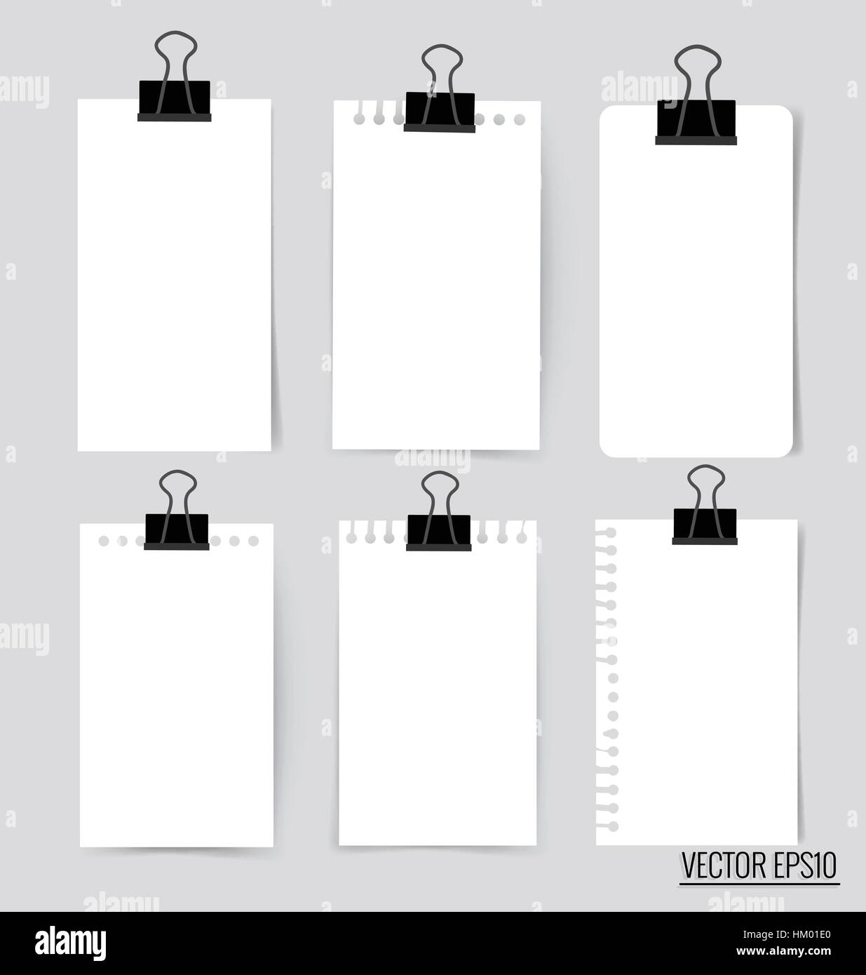 Collection of various white note papers, ready for your message. Vector ...