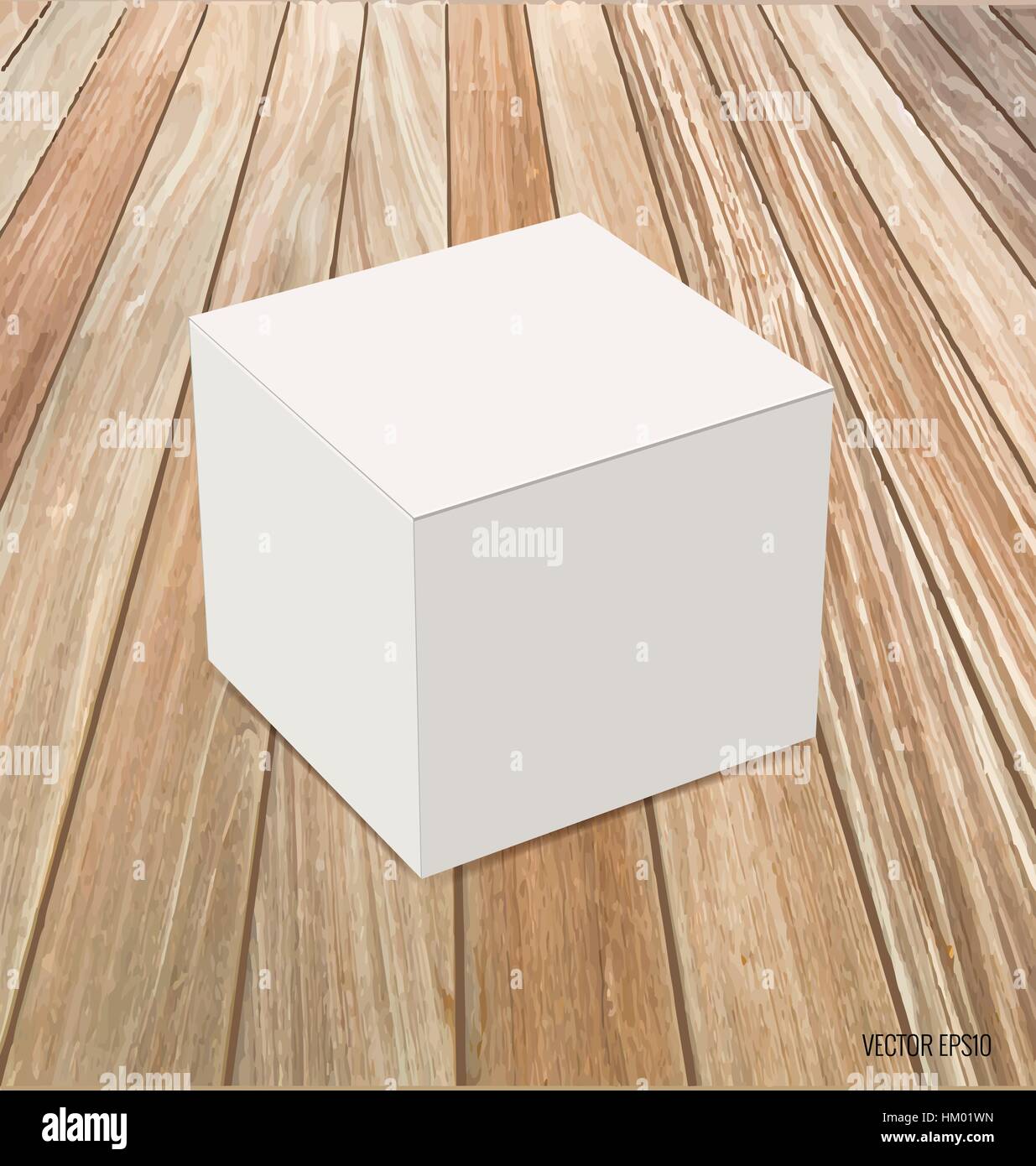 Blank white box mock up on wood background. Vector illustration Stock ...