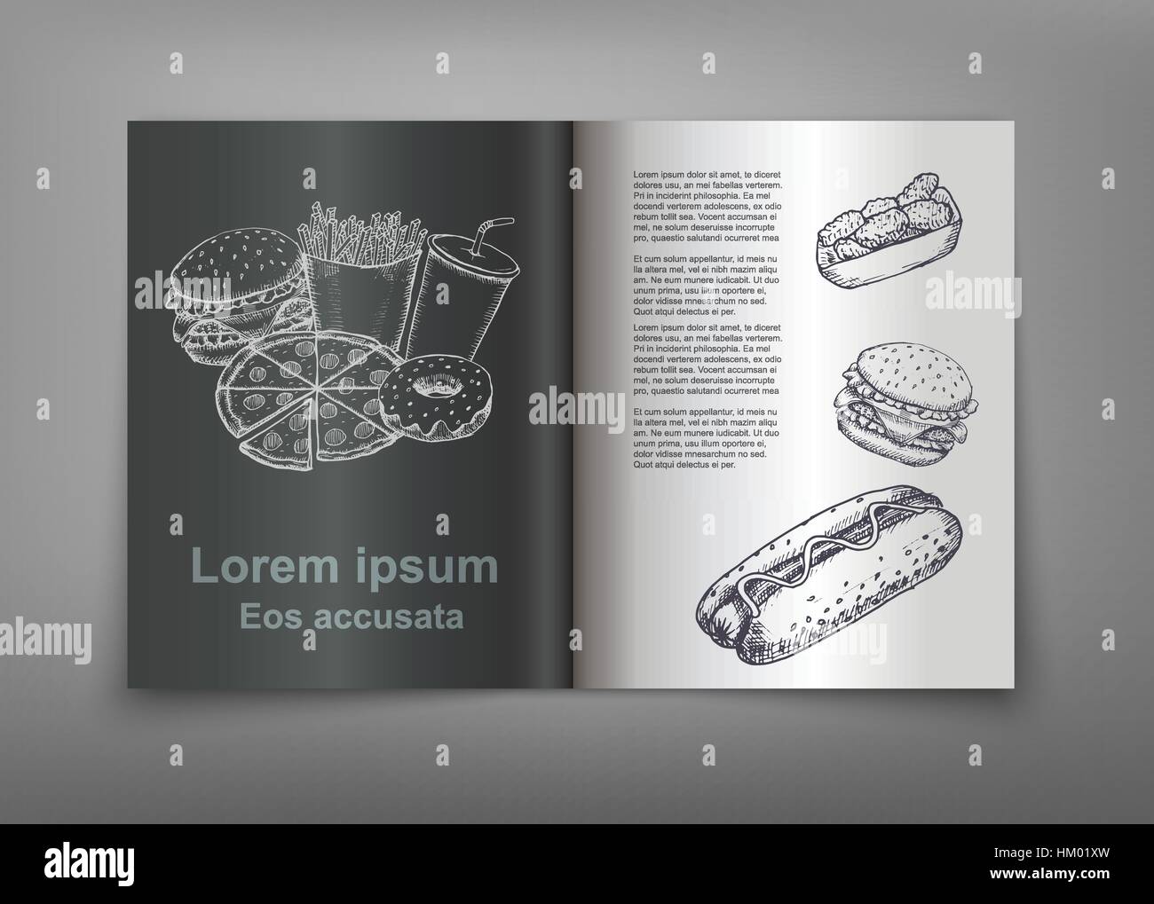 Fast food menu design template hand drawn vector Stock Vector Image ...