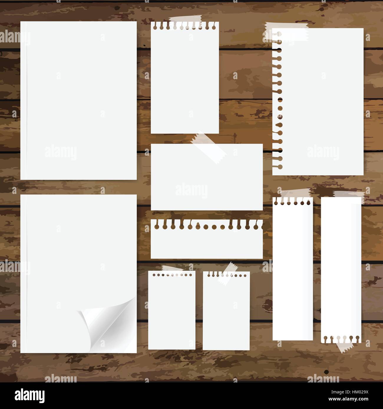 Collection of various white papers, ready for your message. Vector ...