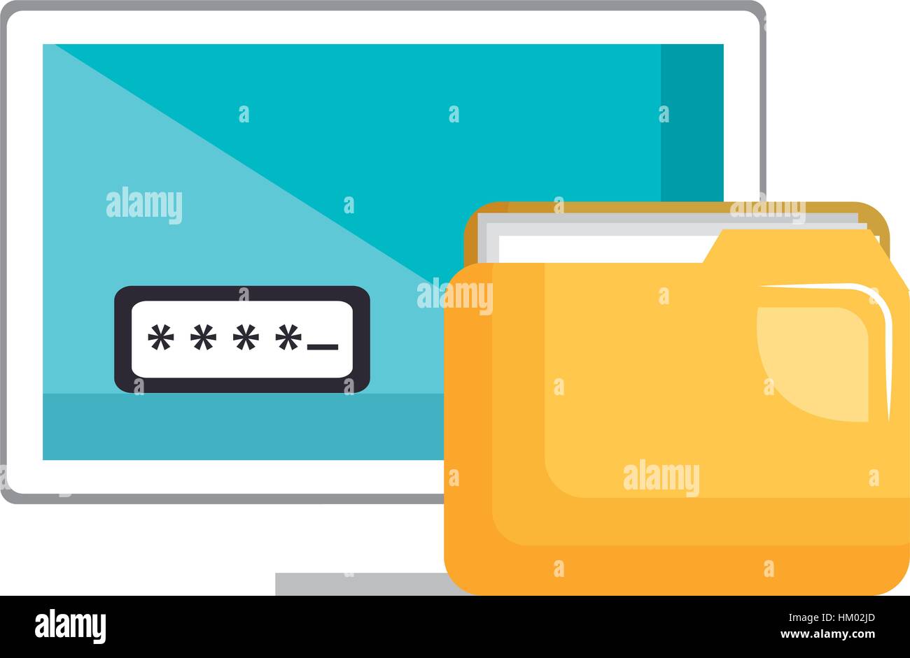 monitor desktop computer with security system vector illustration ...