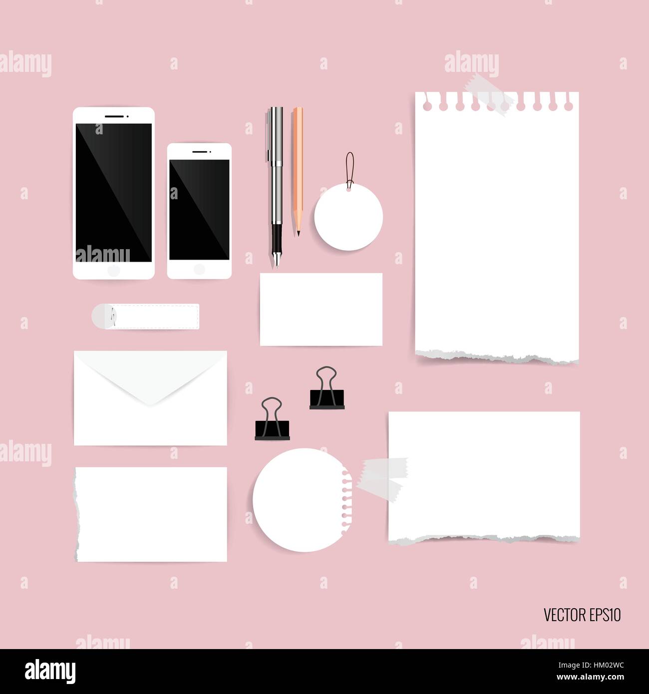 Collection of business items, various papers, paper designs ready for ...