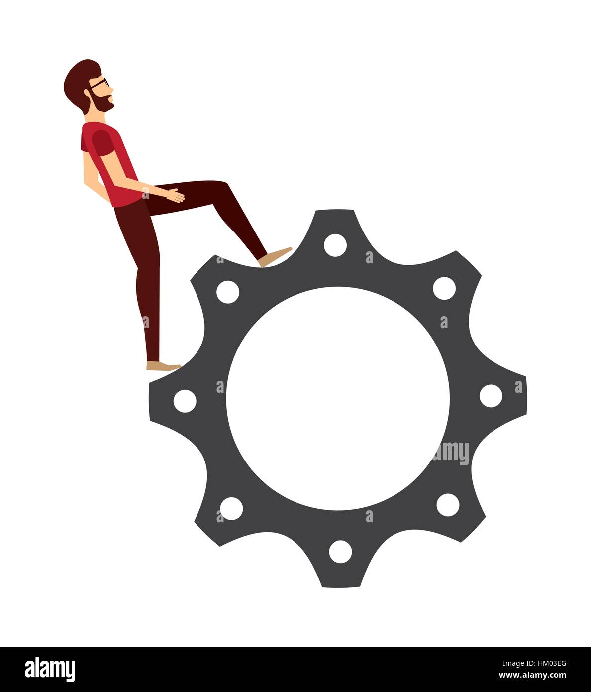 gear wheel with man cartoon icon over white background. colorful design ...