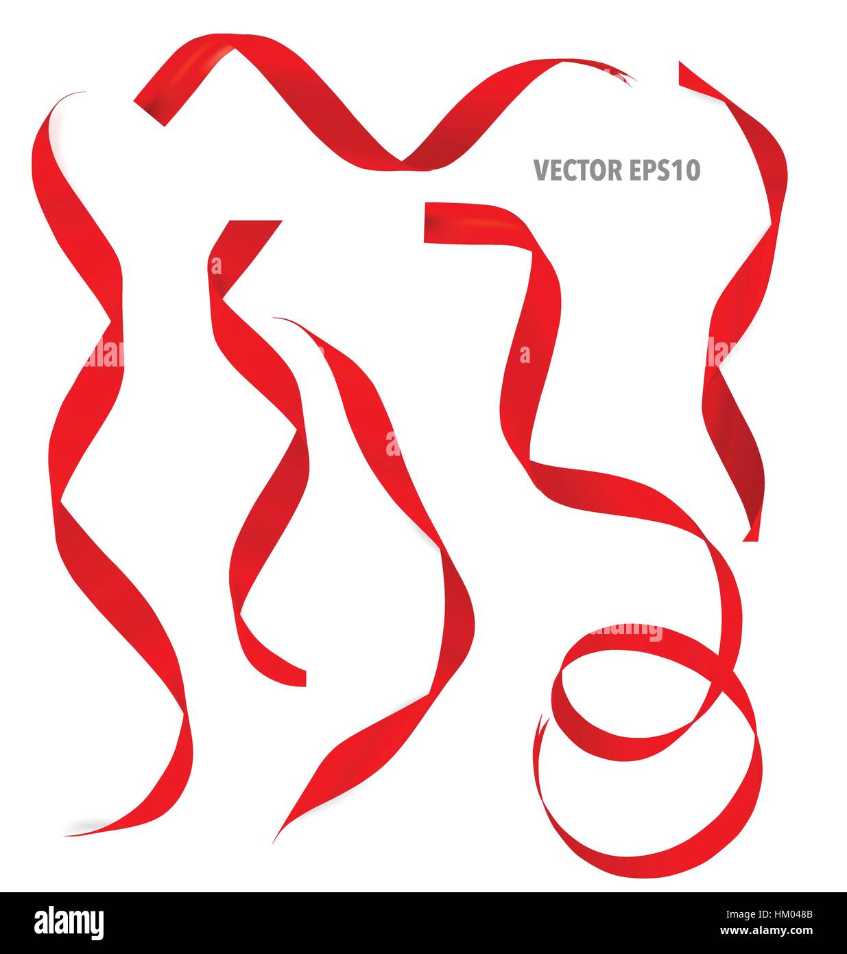 Shiny red ribbon on white background with copy space. Vector ...