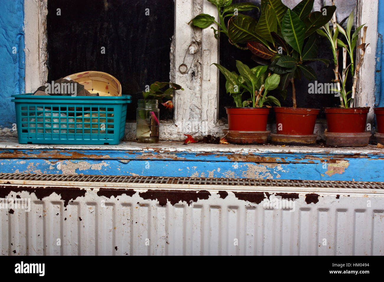 Rusty, destroyed, devastated, moldy radiator central heating at home ...