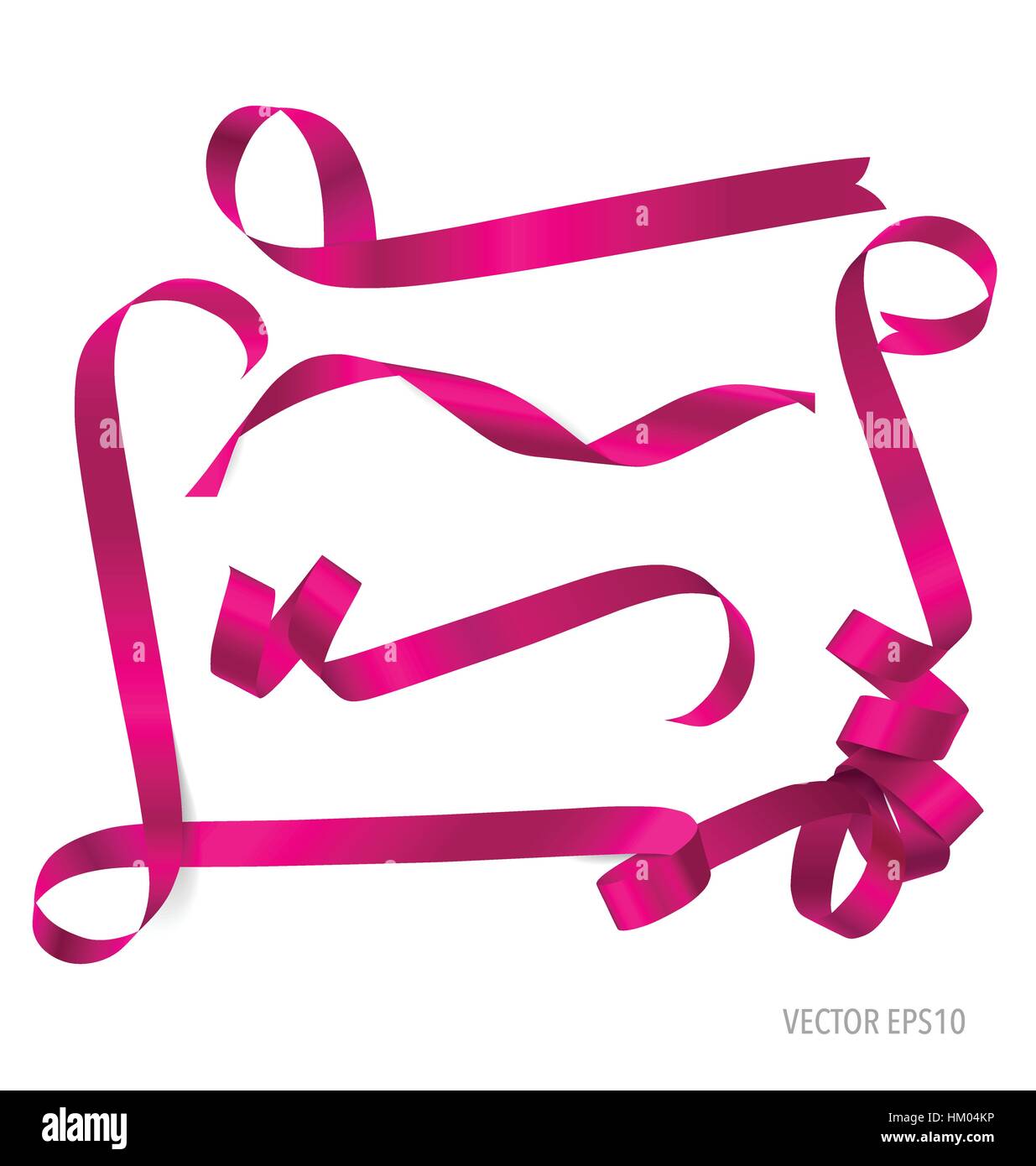 Shiny pink ribbon on white background. Vector illustration Stock Vector ...