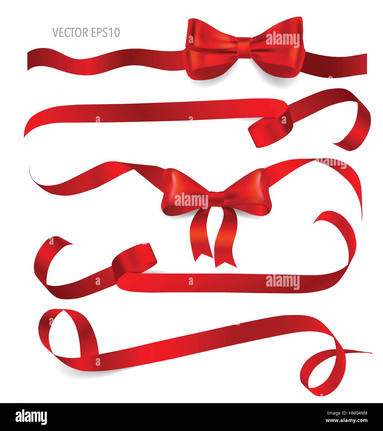 Shiny red ribbon on white background. Vector illustration Stock Vector ...