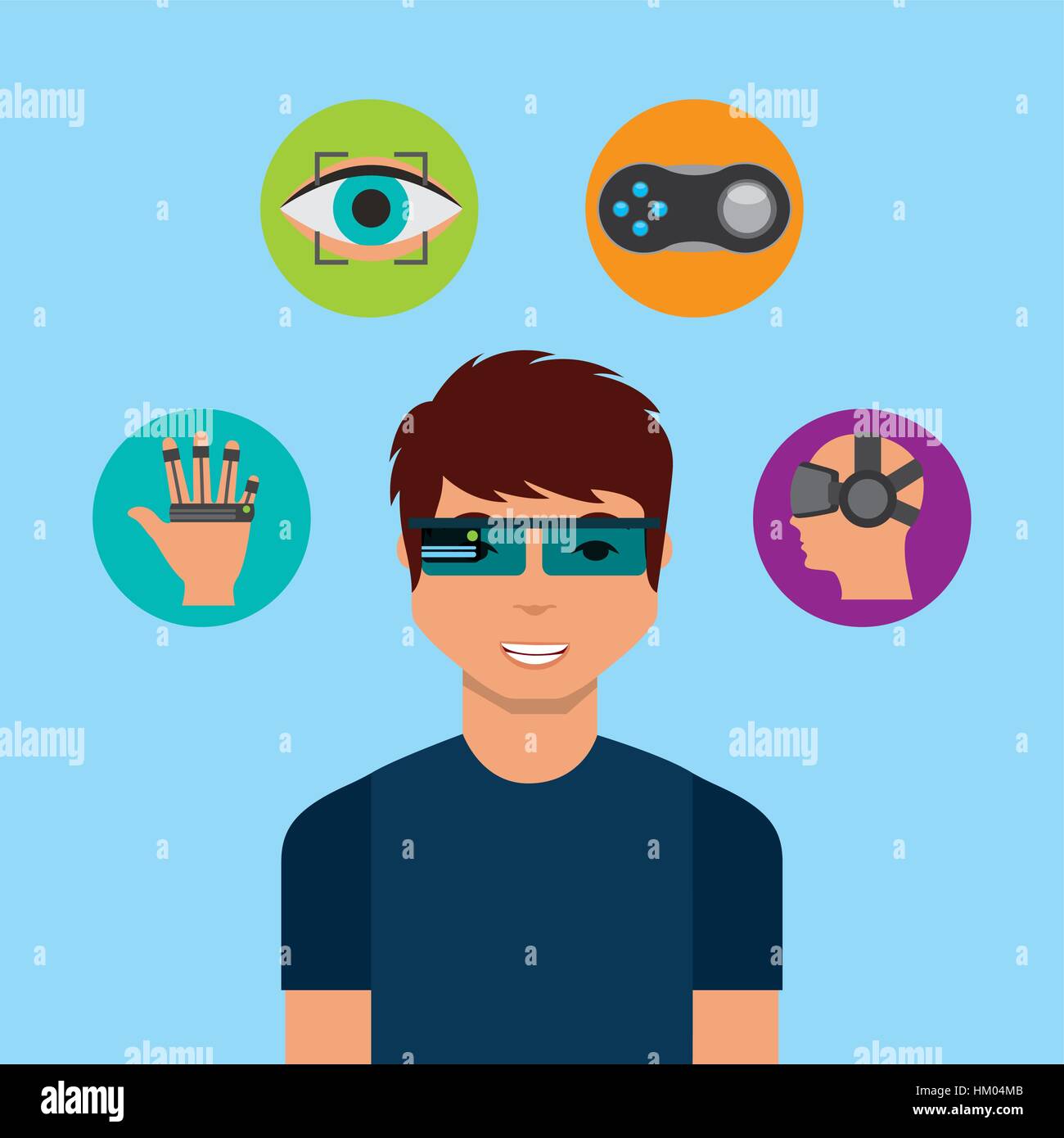 Man cartoon augmented reality visor Stock Vector Images - Alamy