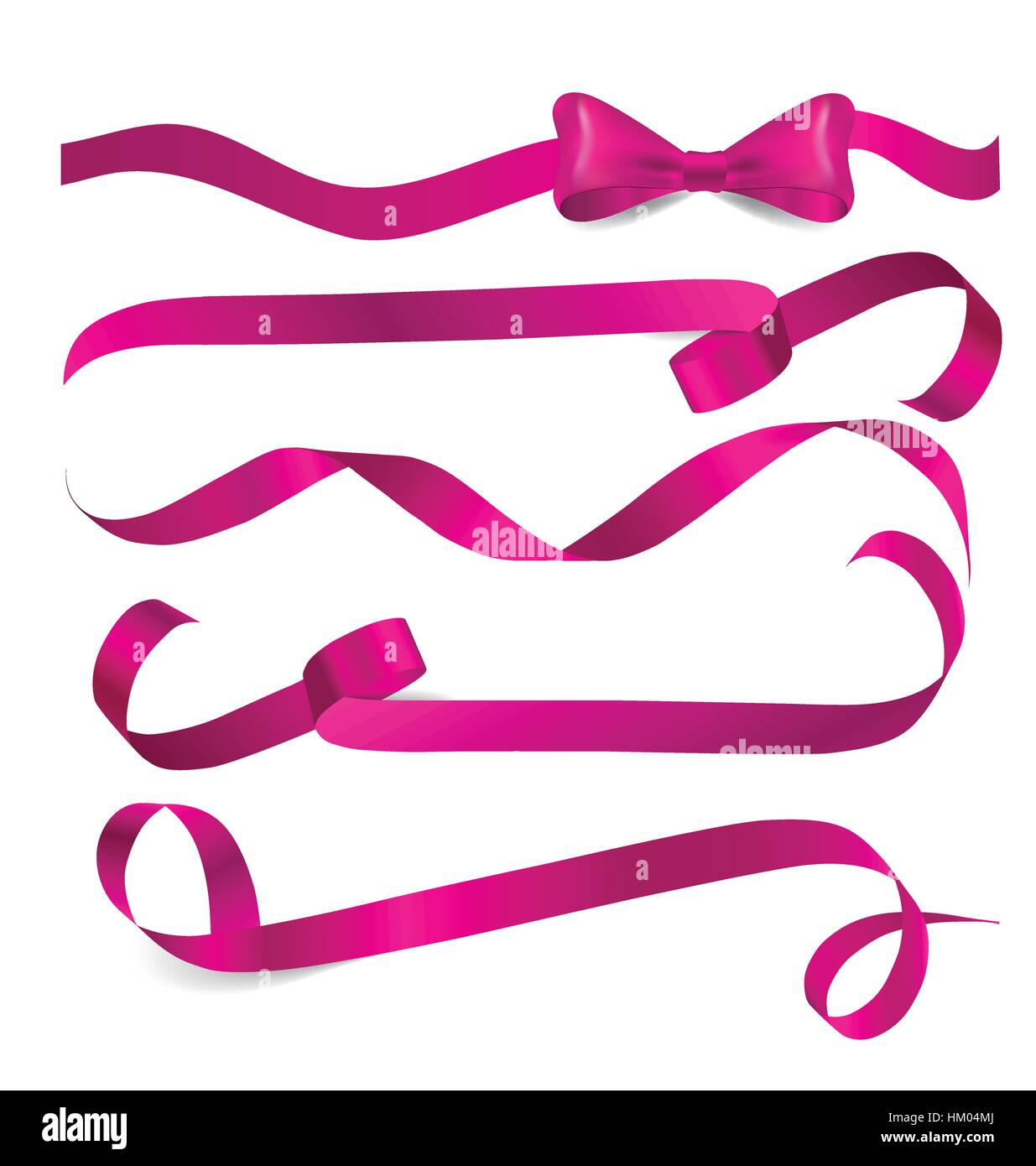 Shiny pink ribbon on white background. Vector illustration Stock Vector ...