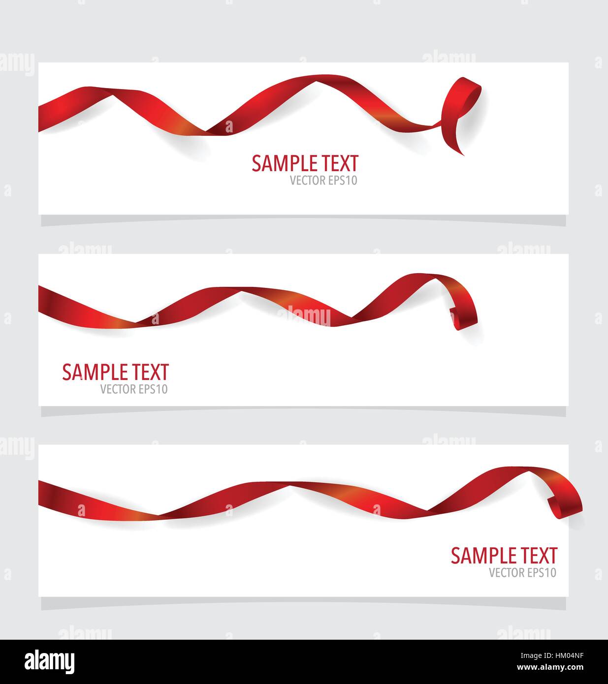 Cards with red ribbons. Vector illustration Stock Vector Image & Art ...