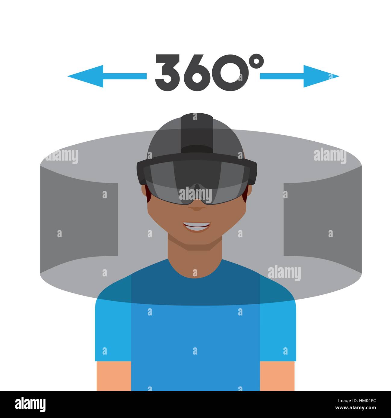 man with augmented reality visor over white background. colorful design ...