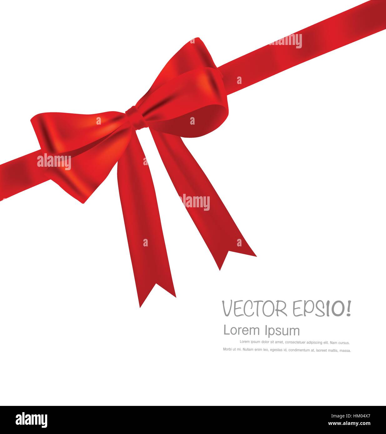 Shiny red ribbon on white background with copy space. Vector ...
