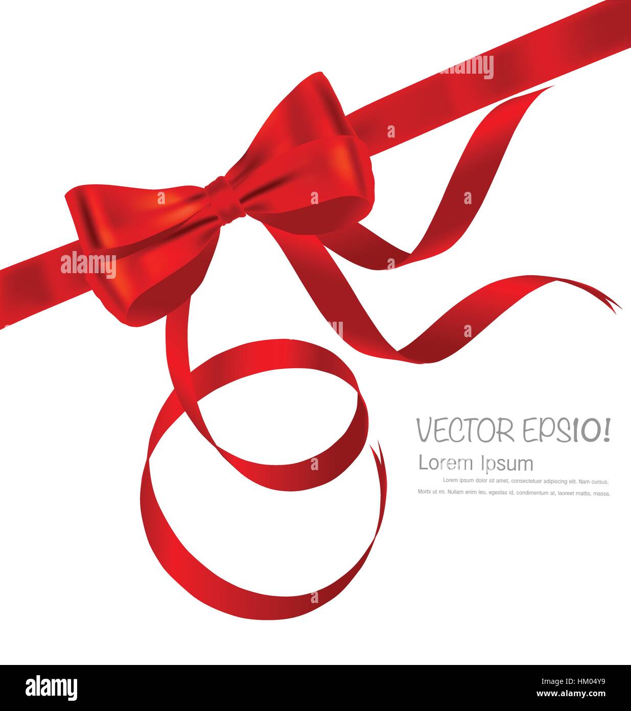 Shiny red ribbon on white background with copy space. Vector ...