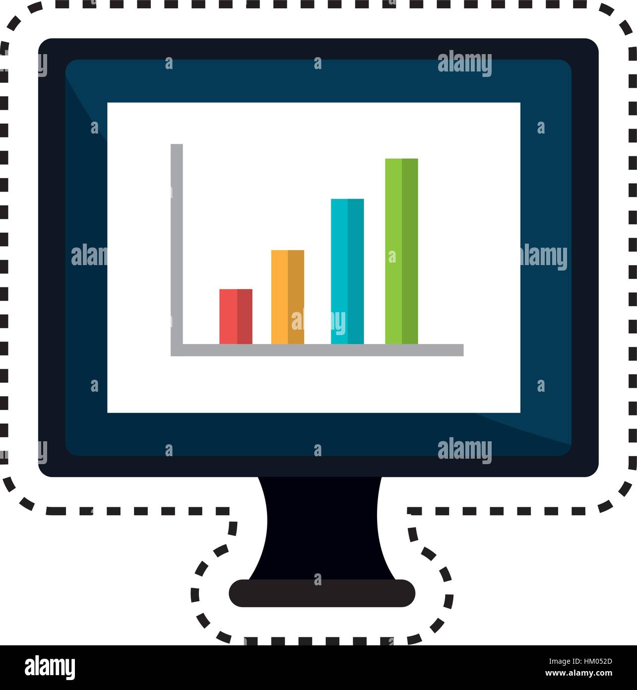 monitor desktop computer with statistics graph vector illustration ...