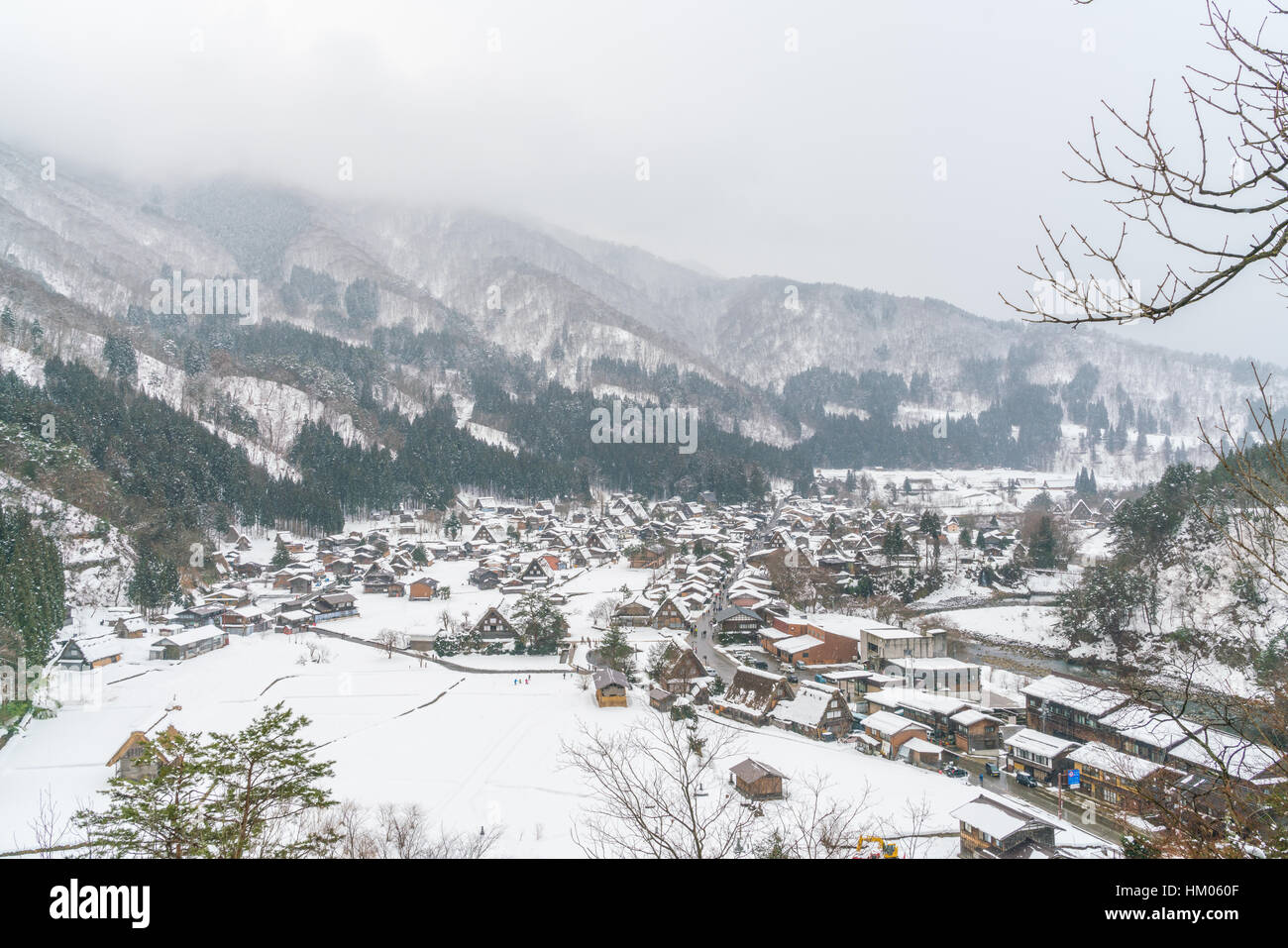 Winter Of Shirakawago with snow falling , Japan Stock Photo - Alamy