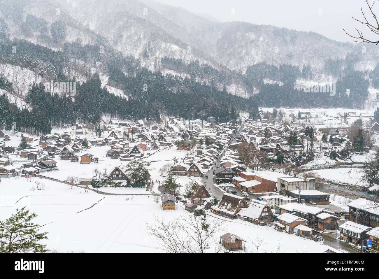Winter Of Shirakawago with snow falling , Japan Stock Photo - Alamy