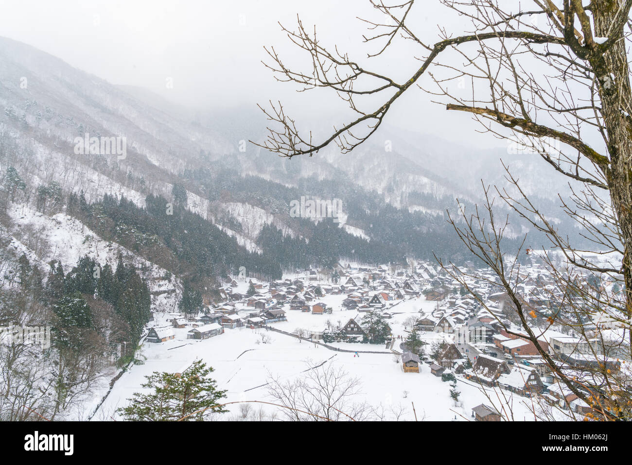 Winter Of Shirakawago with snow falling , Japan Stock Photo - Alamy