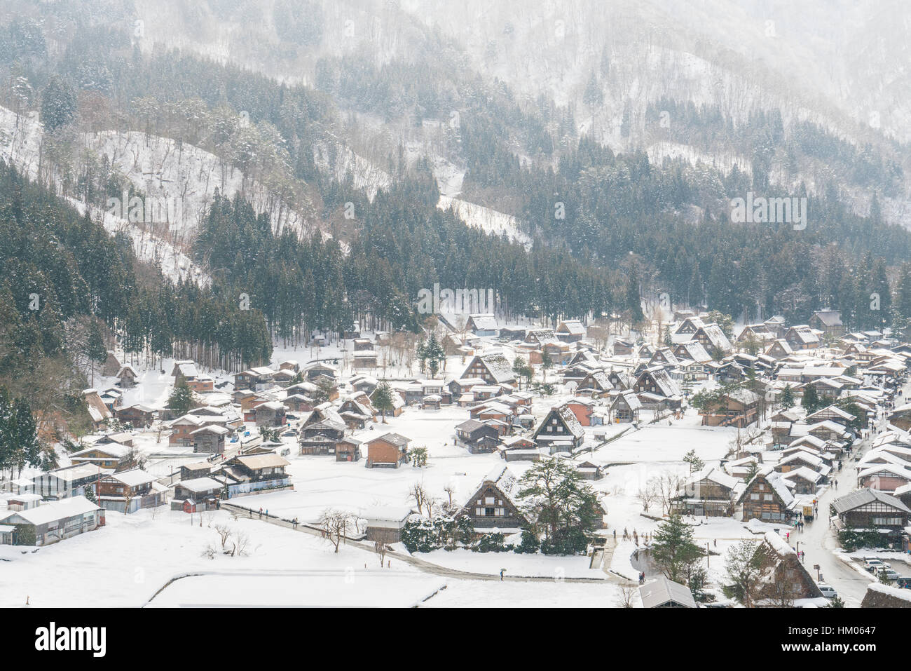 Winter Of Shirakawago with snow falling , Japan Stock Photo - Alamy