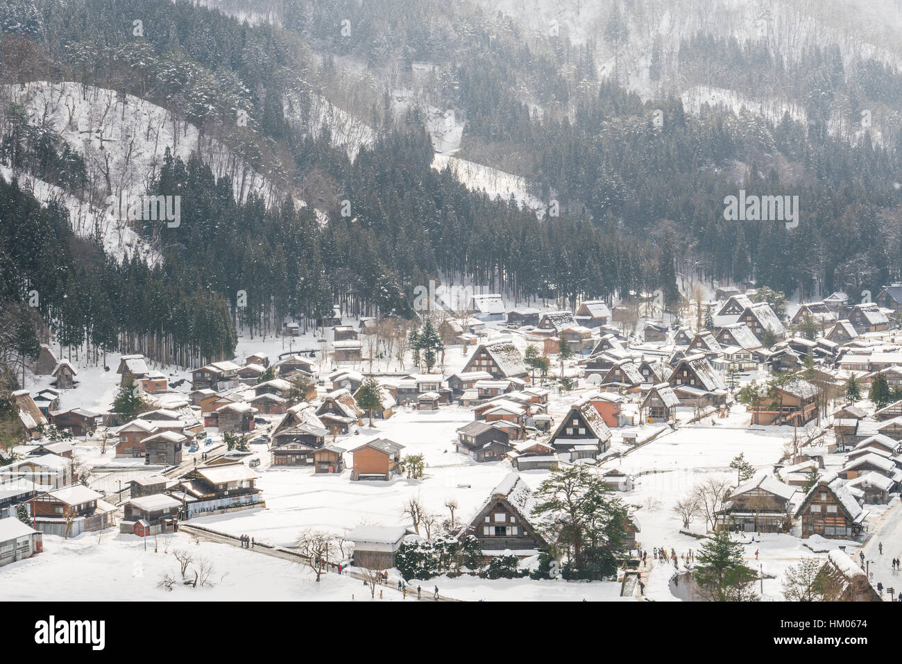 Winter Of Shirakawago with snow falling , Japan Stock Photo - Alamy