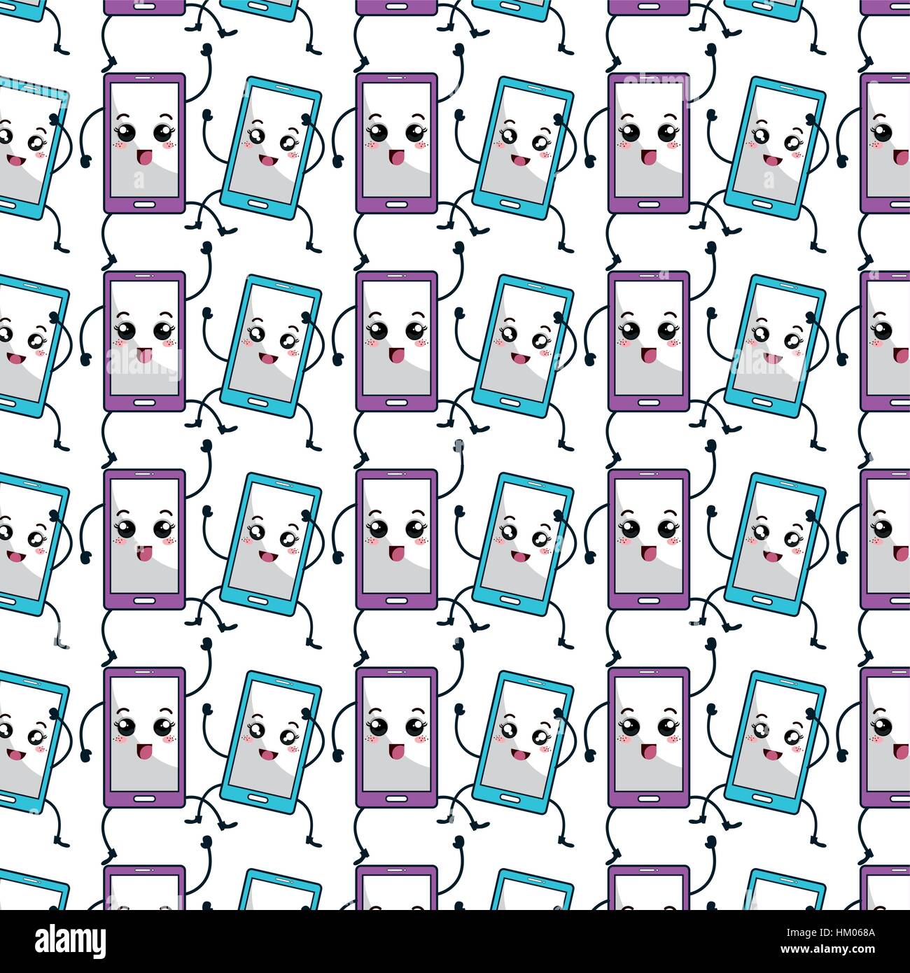 technology devices pattern kawaii characters vector illustration design ...