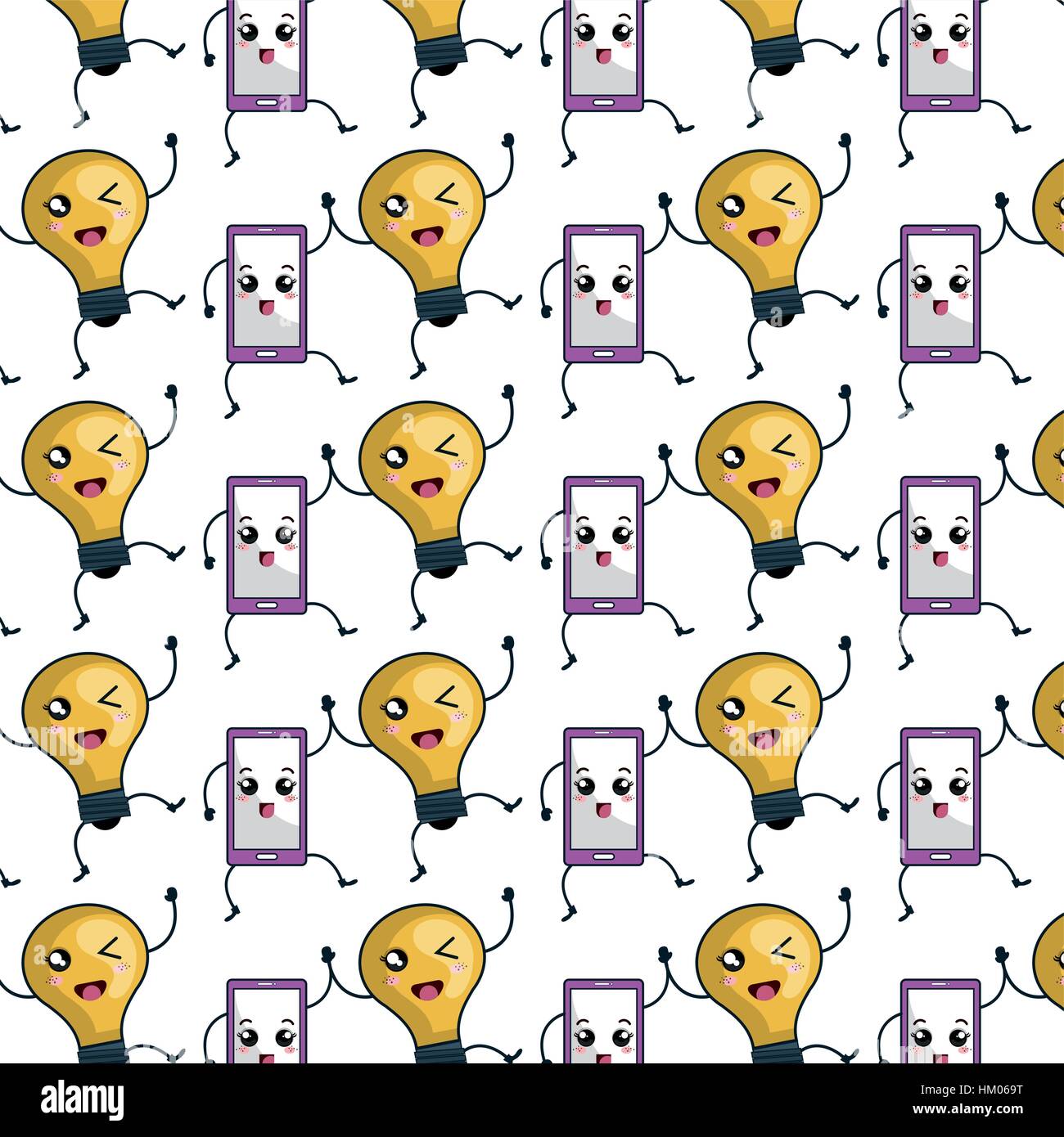 technology devices pattern kawaii characters vector illustration design ...