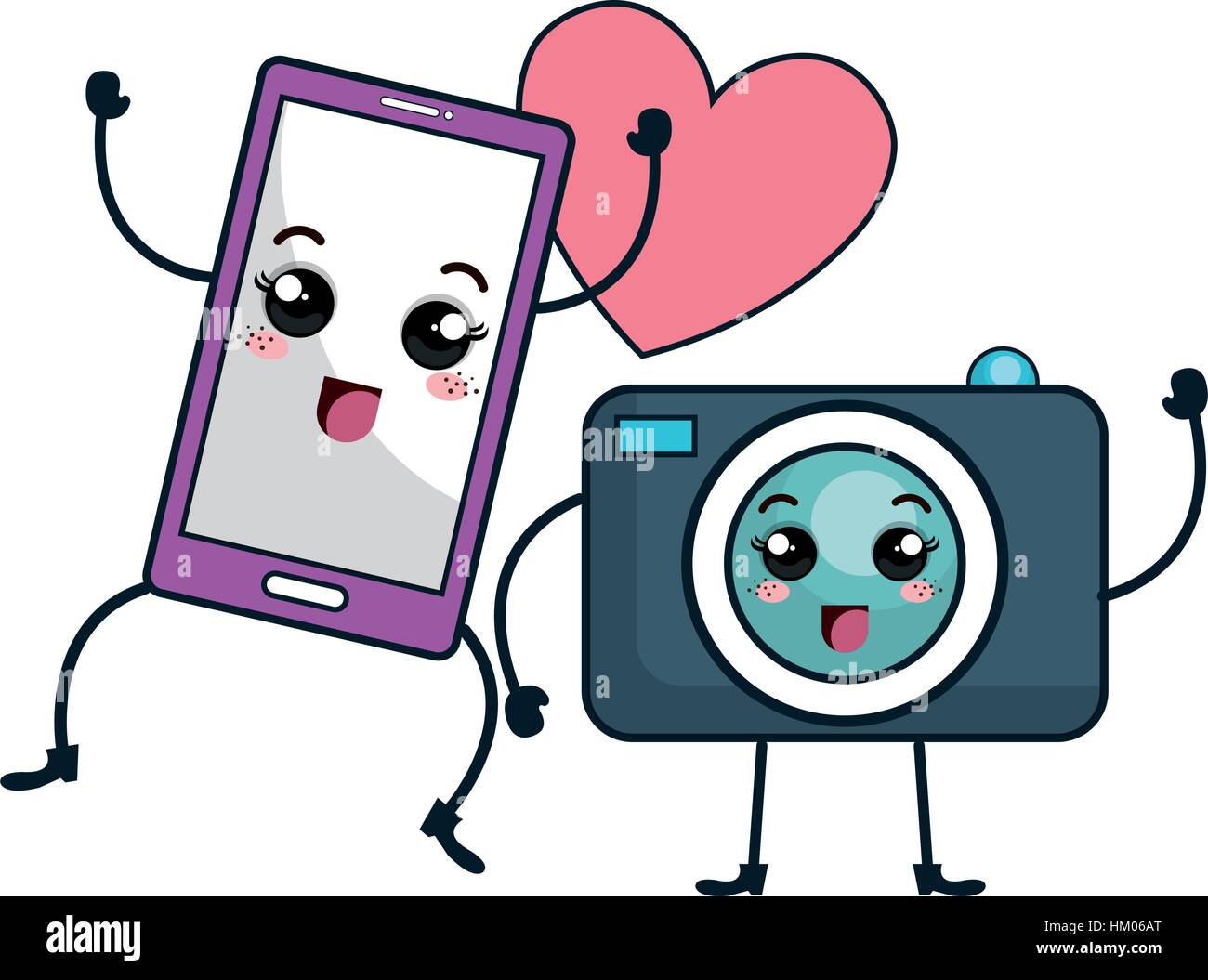 smartphone device kawaii character vector illustration design Stock ...