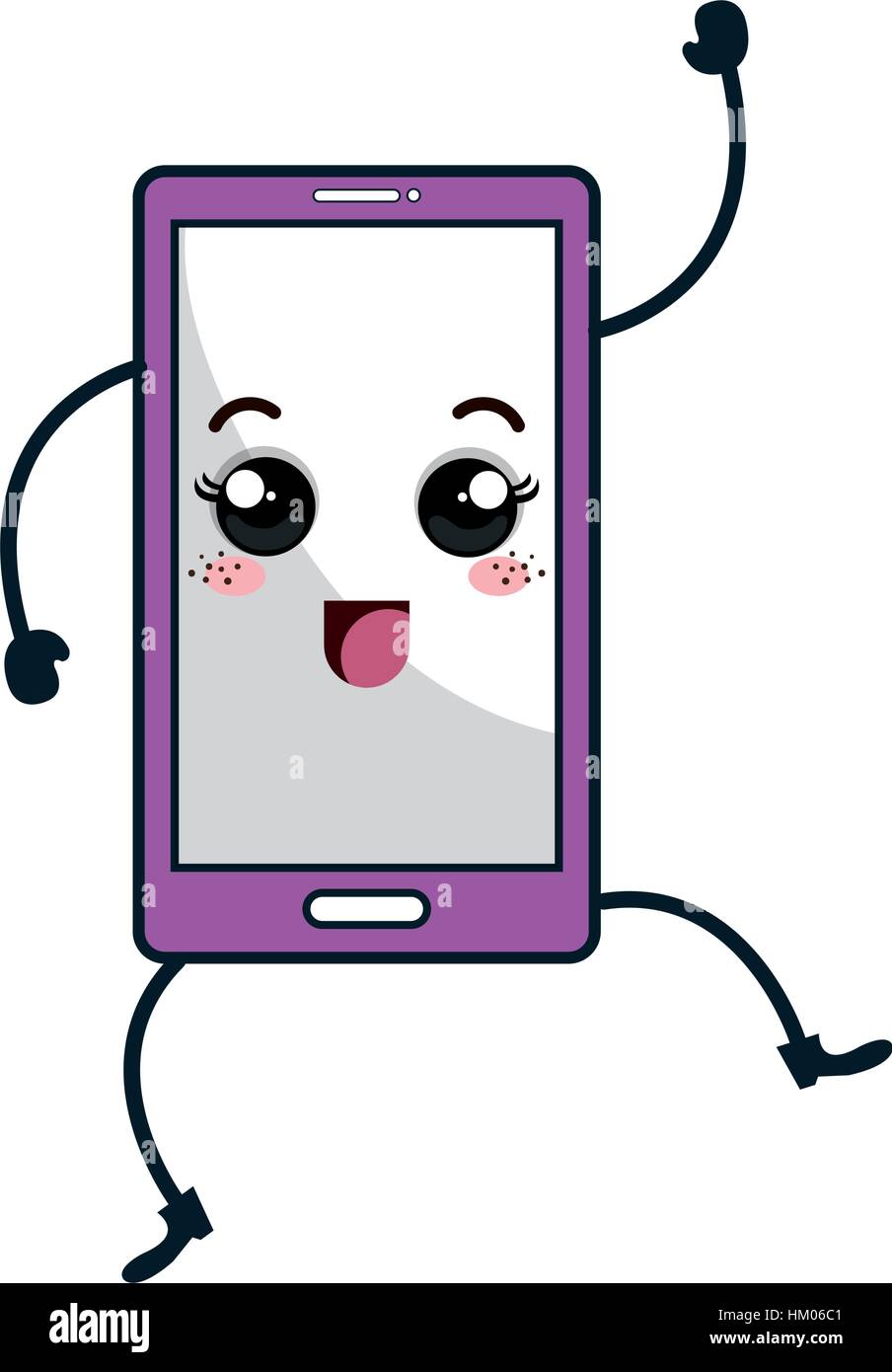 smartphone device kawaii character vector illustration design Stock ...