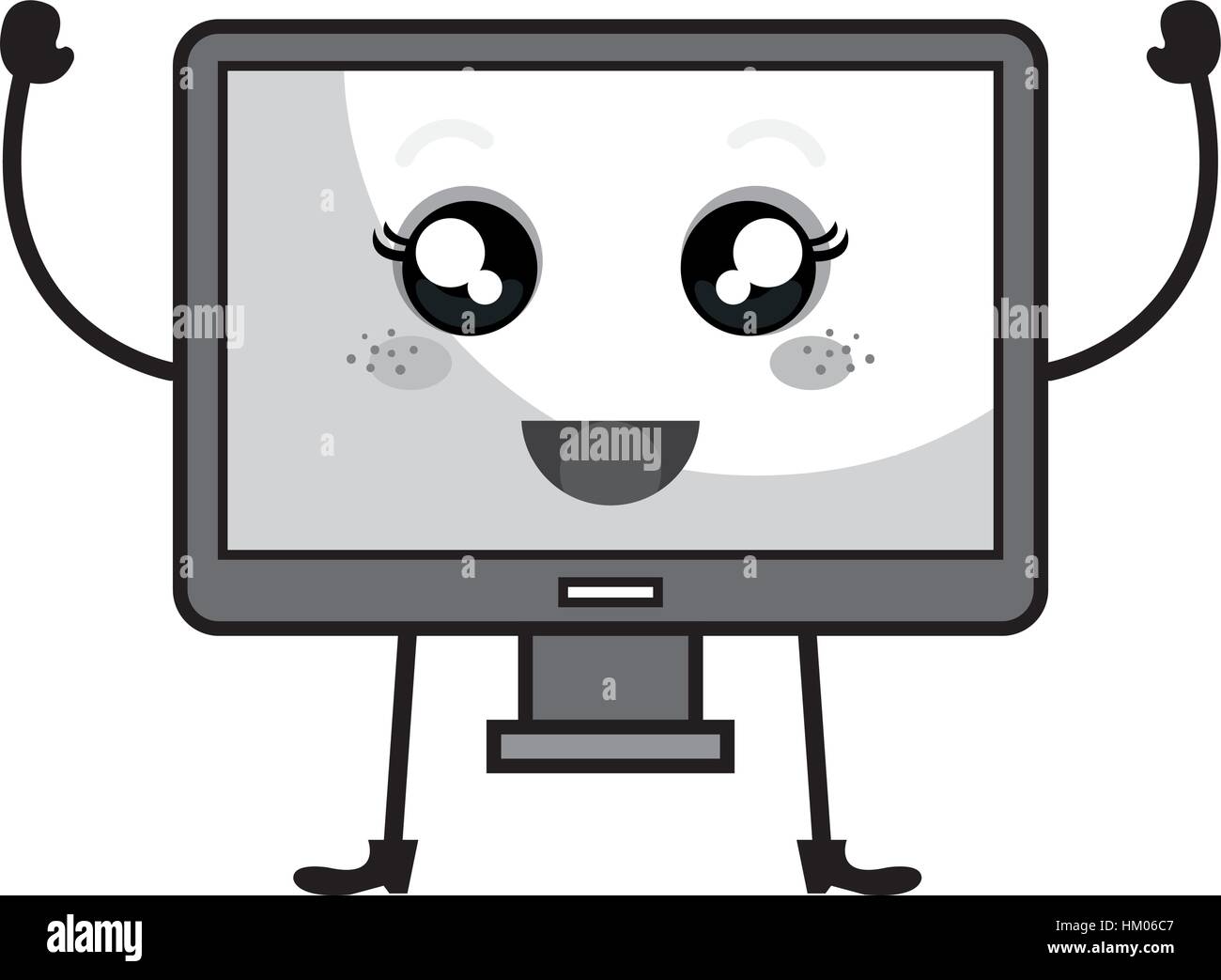 monitor computer kawaii character vector illustration design Stock ...
