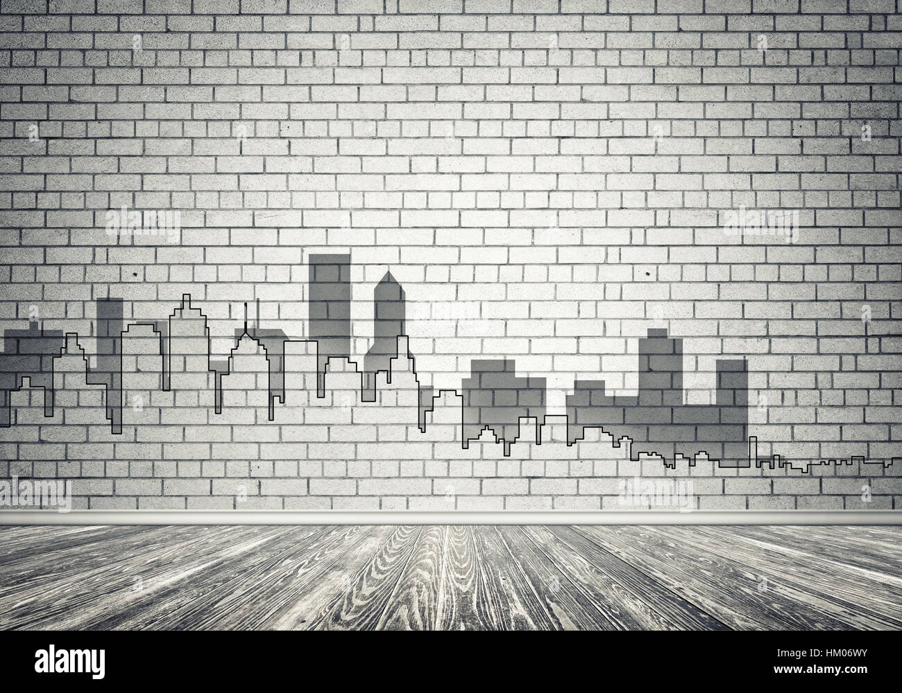 City design on wall Stock Photo - Alamy