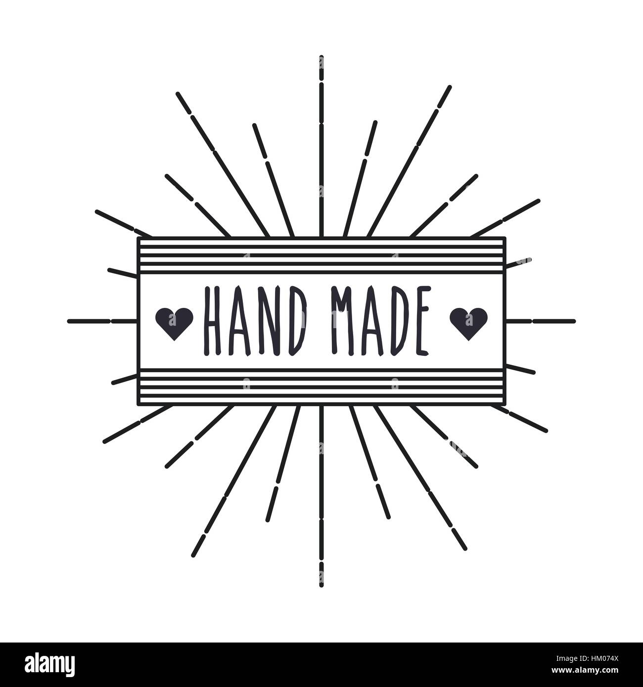emblem of hand made concept with heart icon over white background ...