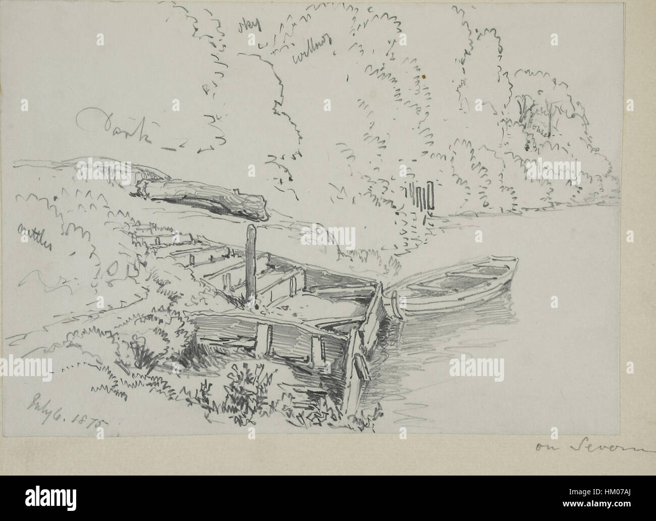 Lines family sketchbook - (jetty and boat) on Severn 019 Stock Photo ...
