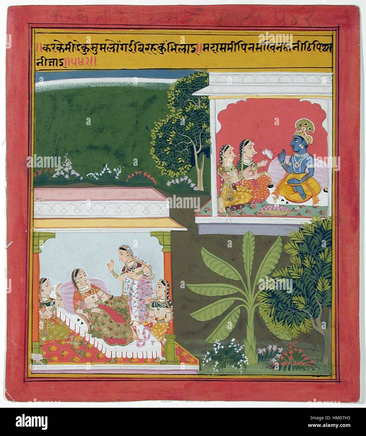 This painting captures the moment in Hindu mythology when Lord Krishna ...