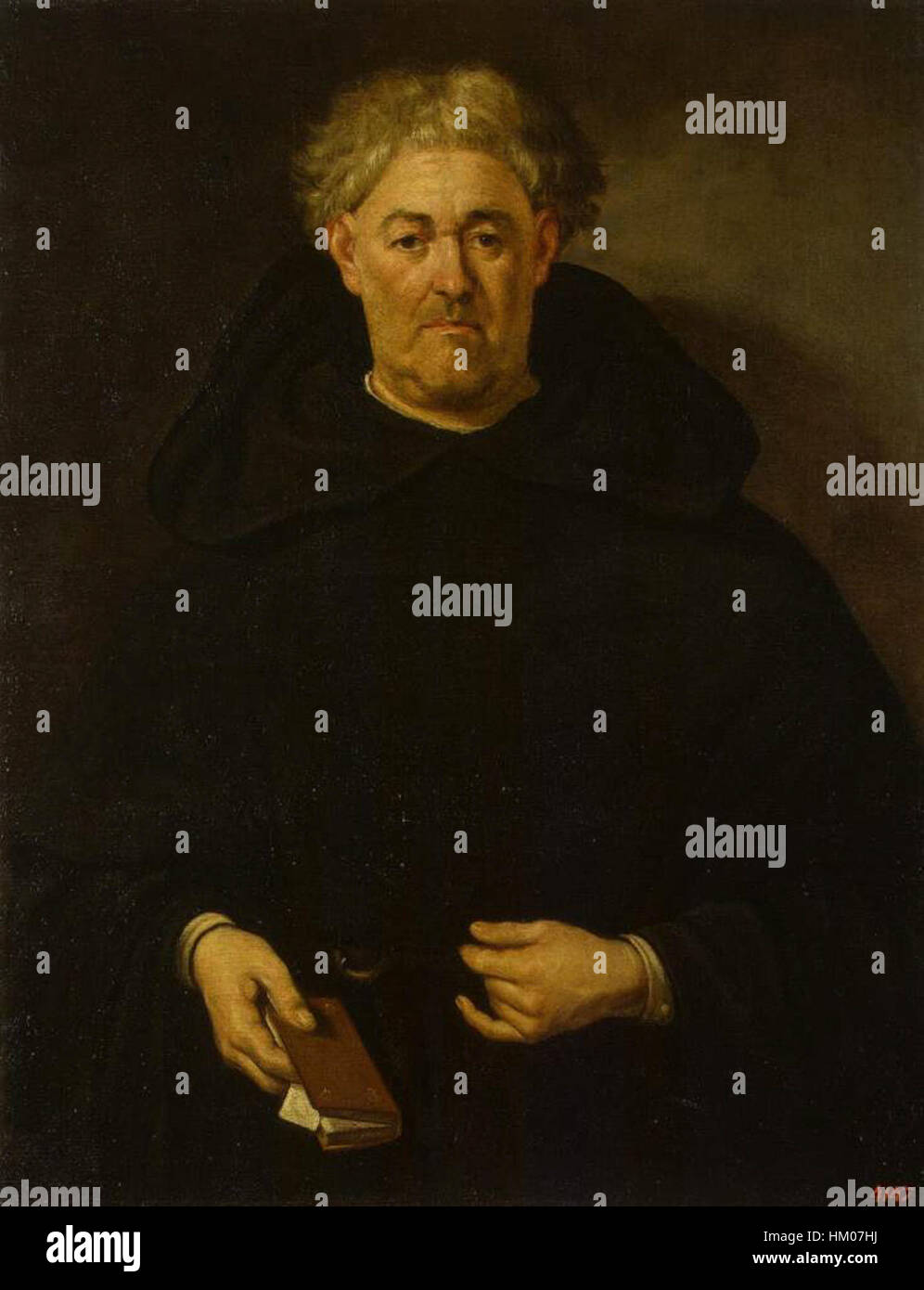 A portrait by Juan de Pareja, depicting a monk in traditional attire ...
