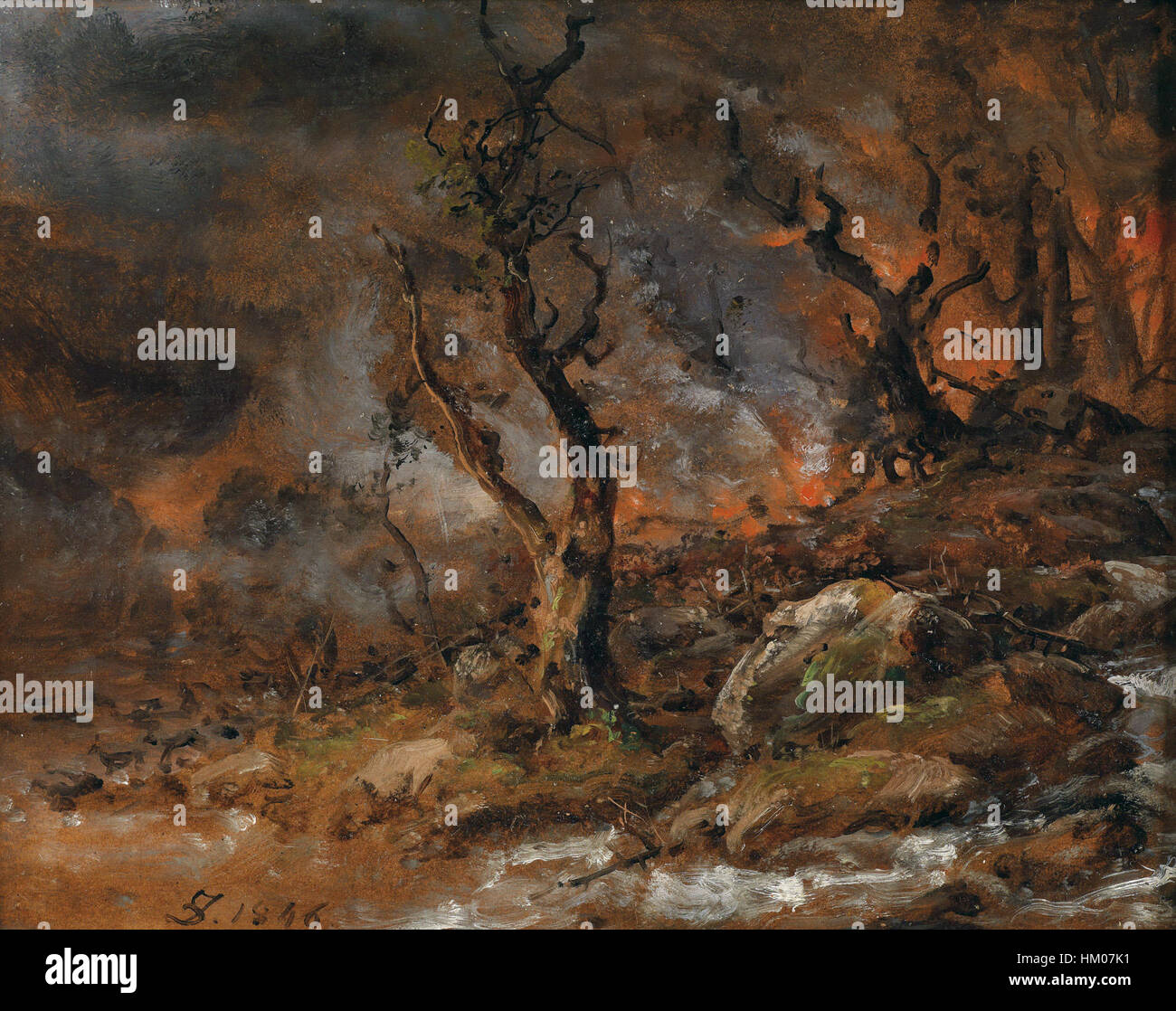 This painting by Johan Christian Clausen Dahl, titled 'Waldbrand ...