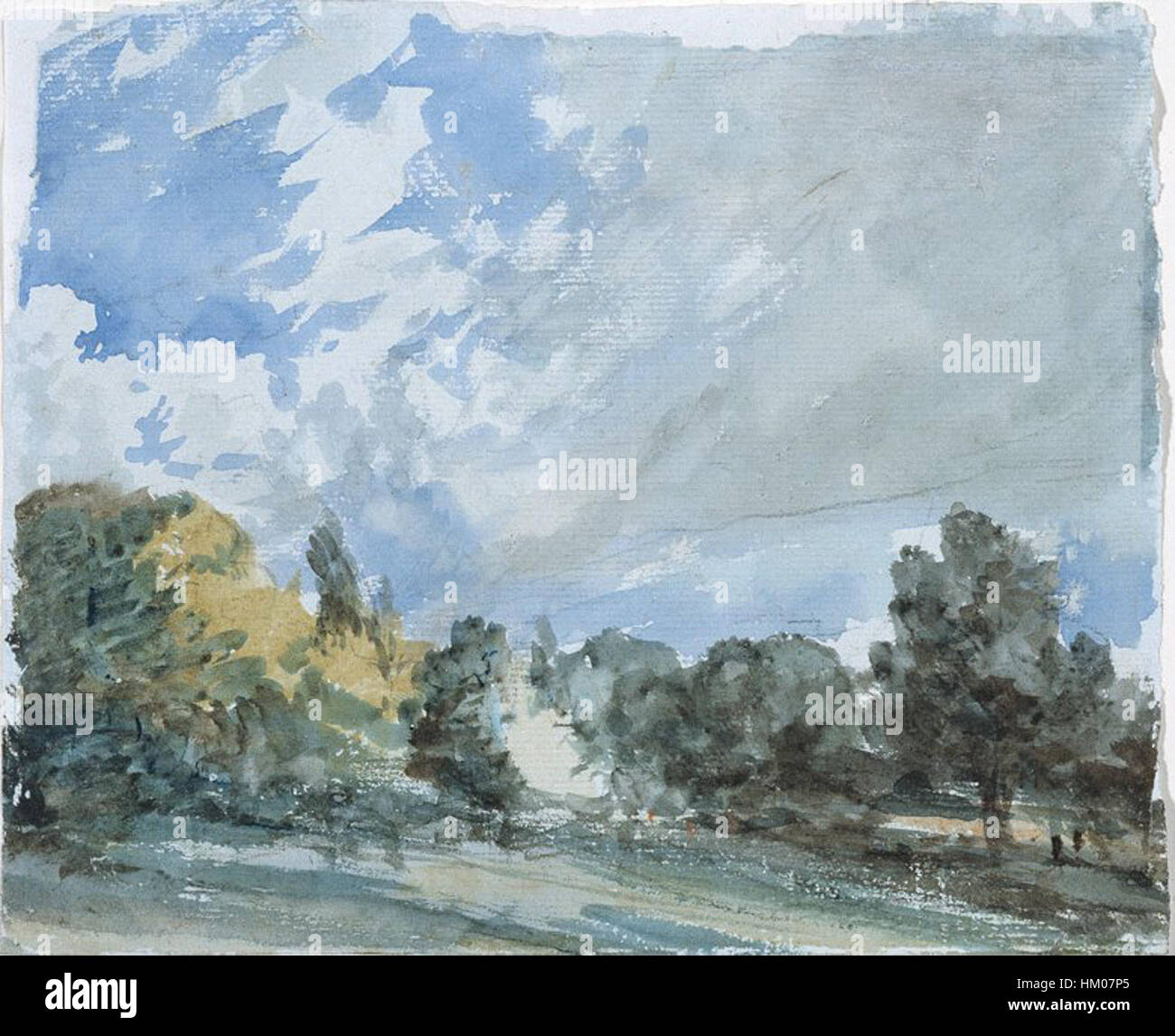 John Constable’s watercolor painting 'Hampstead' from 1833 captures a ...