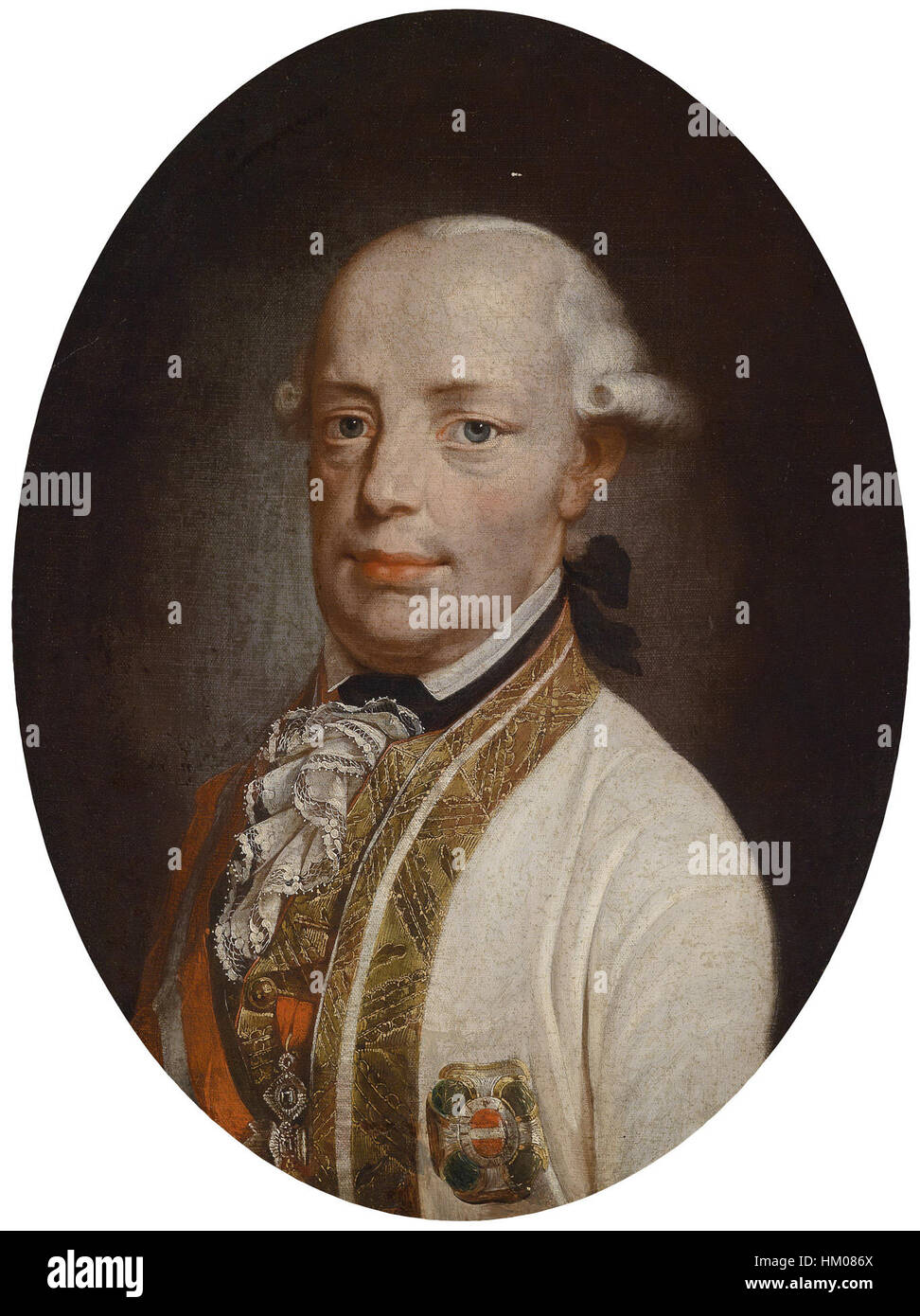 This painting, 'Kaiser Leopold II Ende 18 Jh,' portrays Emperor Leopold ...